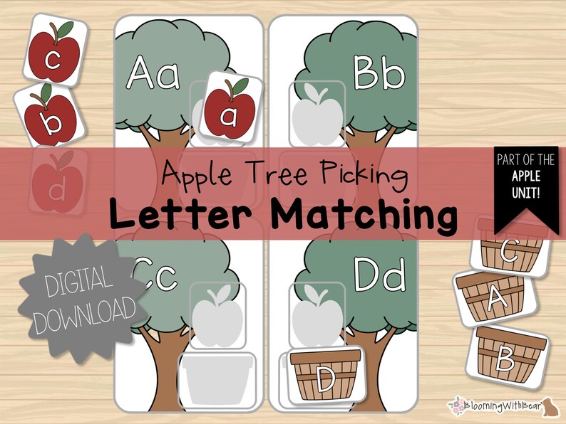 Letter Matching | Apple Tree Activity | Fall Learning | Autumn ...