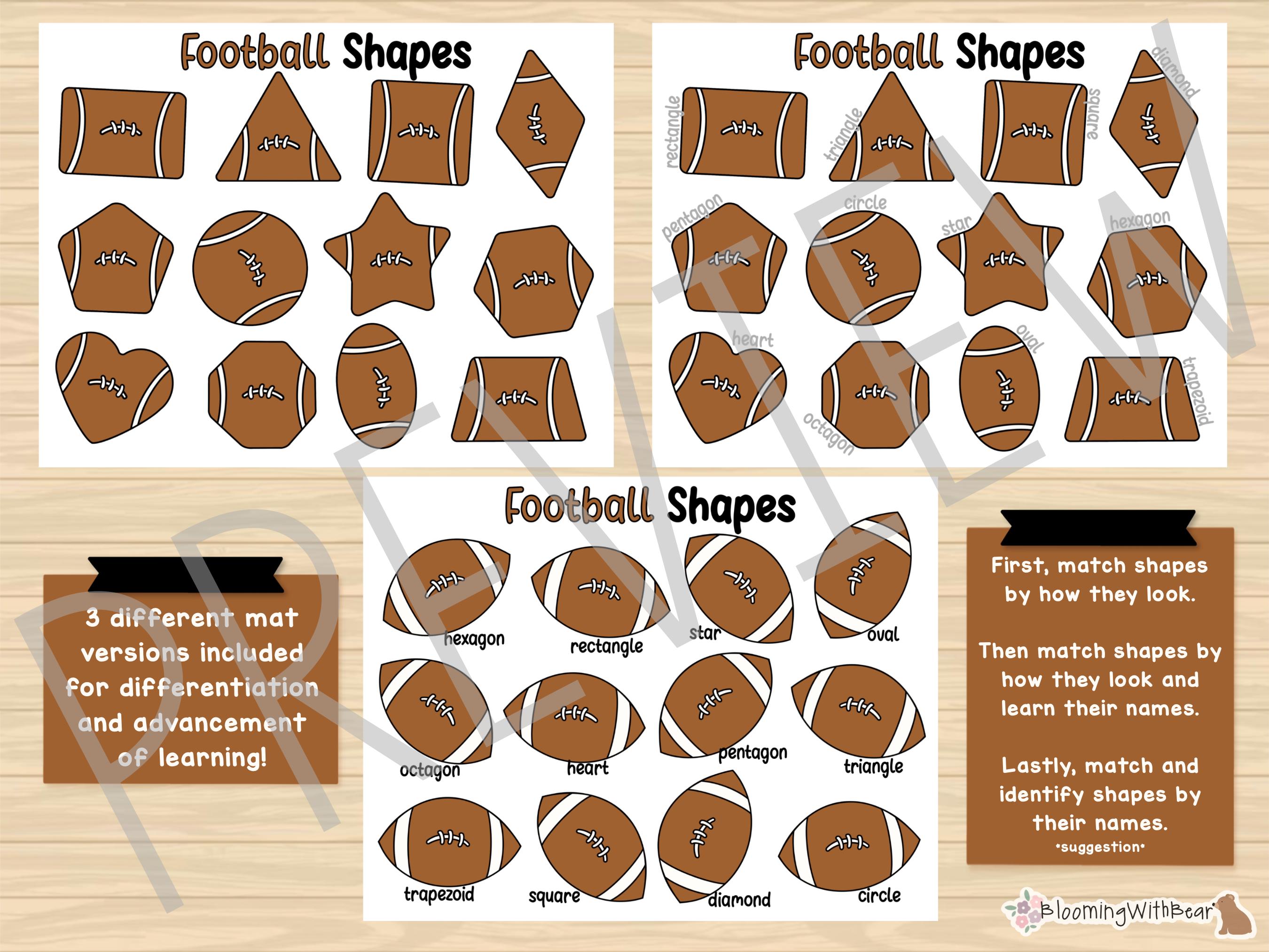 Football Shapes | 2D Shapes | Learning Shapes | Sports | Matching ...