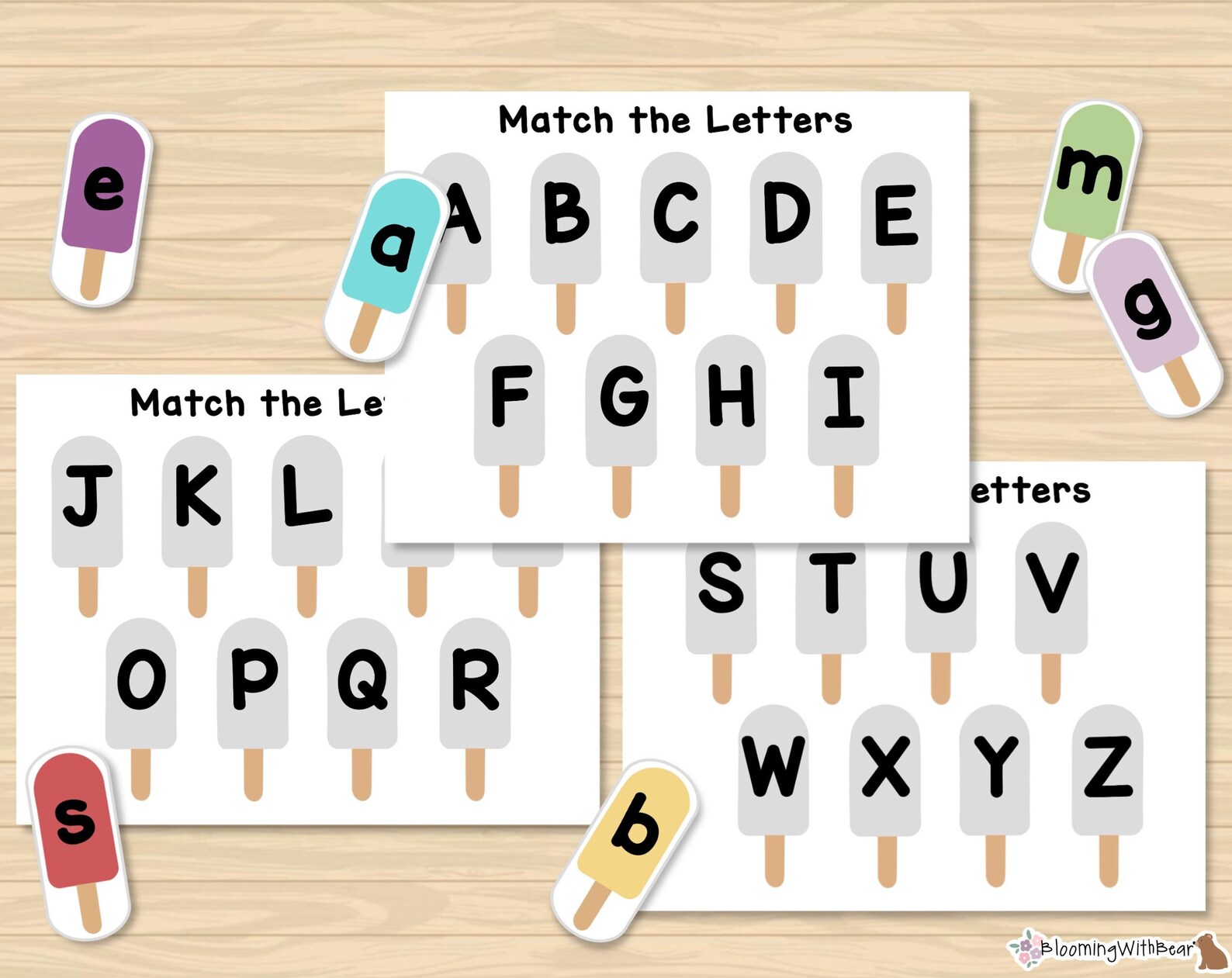 Uppercase + Lowercase Popsicle Match the Letters | Alphabet Matching ...