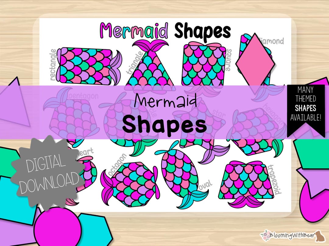 Mermaid Shapes | 2D Shapes | Learning Shapes | Matching Shapes Activity ...