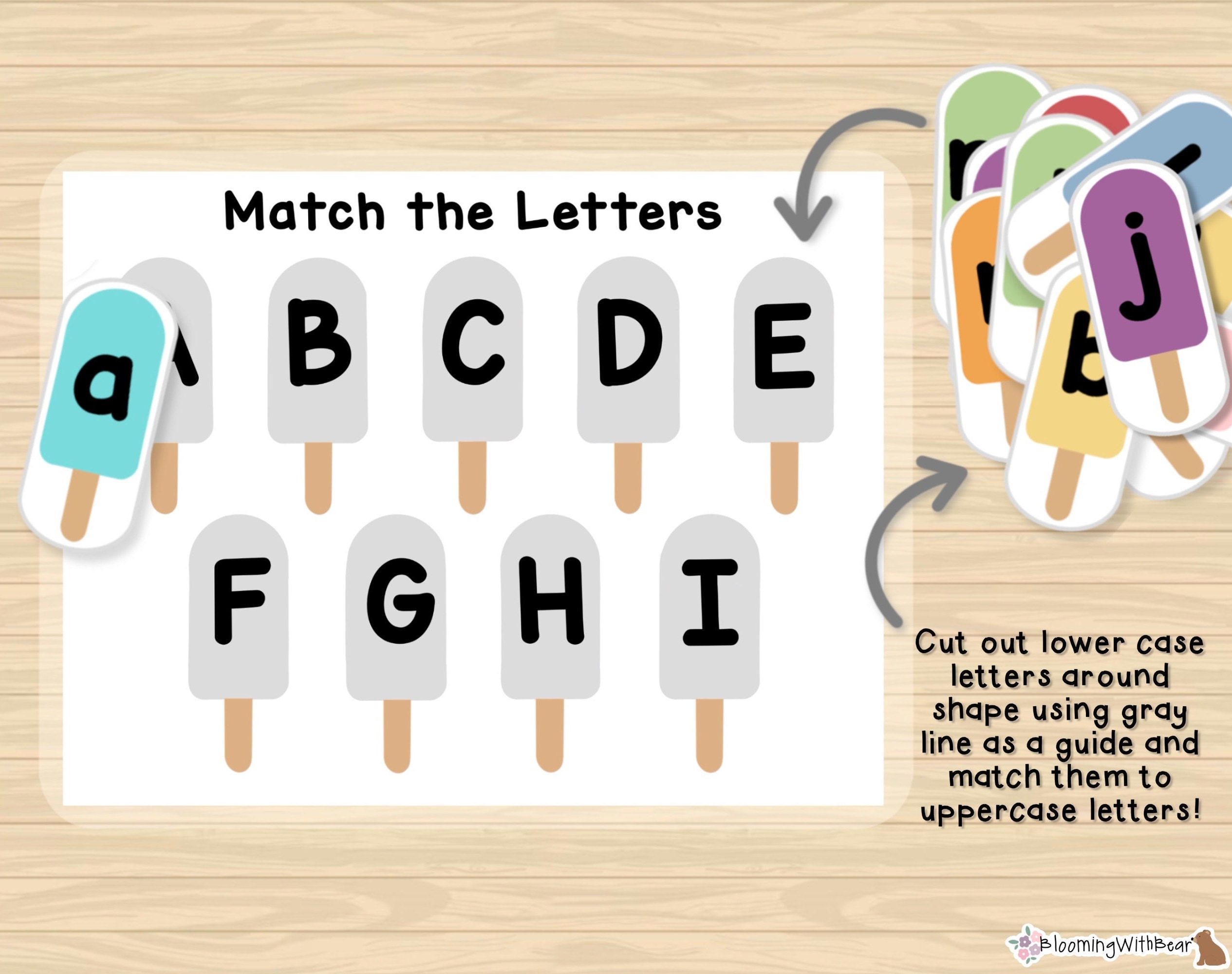 Uppercase + Lowercase Popsicle Match the Letters | Alphabet Matching ...