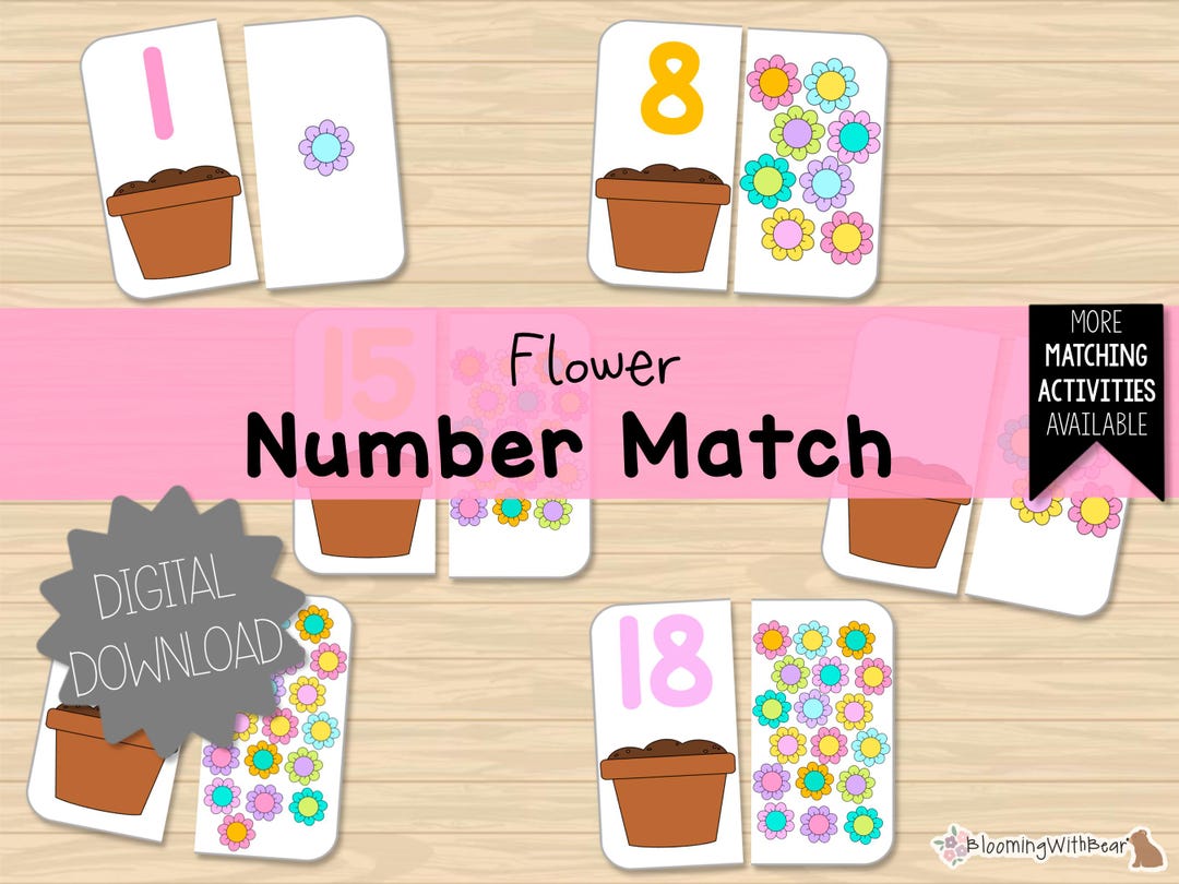Flower Number Match: Counting to 20 Activity (printable) - Etsy