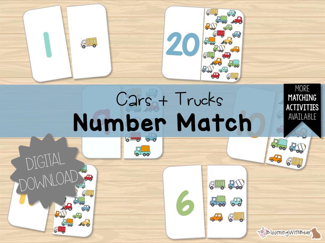 Number Match Cars + Trucks | Counting to 20 | Matching | Number ...