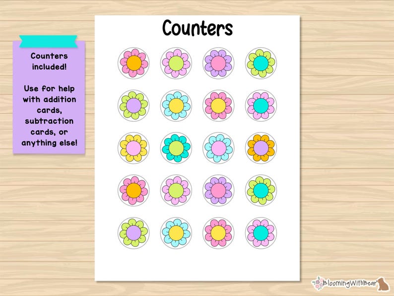 Flower Addition Match: Counting to 20 Activity (printable) - Etsy