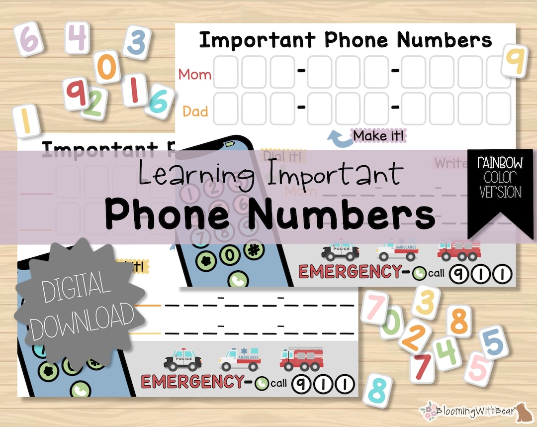 Learning Important Phone Numbers | Life Skills | Phone Numbers Practice ...