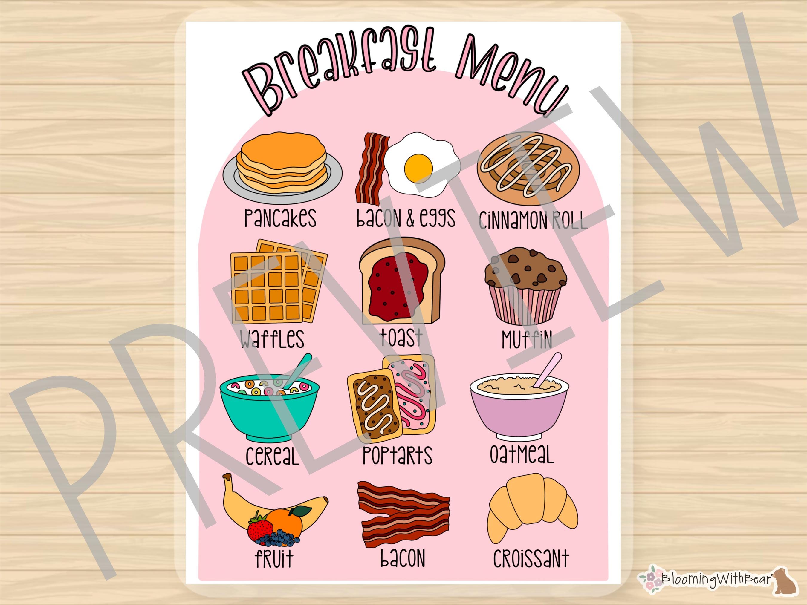 Play Menu Pretend Play Dramatic Play Kitchen Restaurant Breakfast Lunch ...