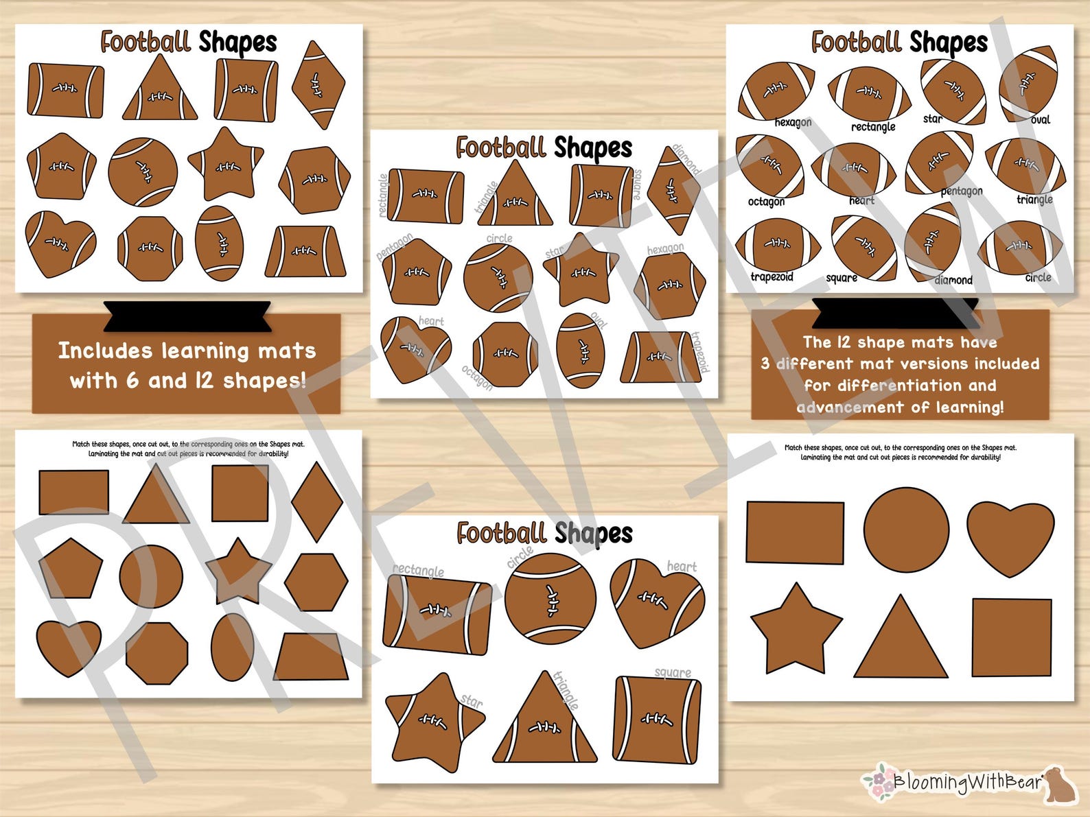 Football Shapes | 2D Shapes | Learning Shapes | Sports | Matching ...