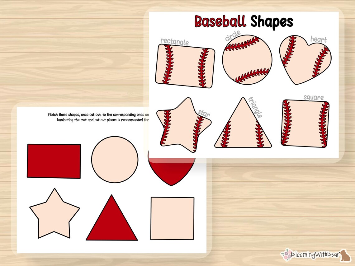 Baseball Shapes Matching Activity: Preschool Printable (digital ...