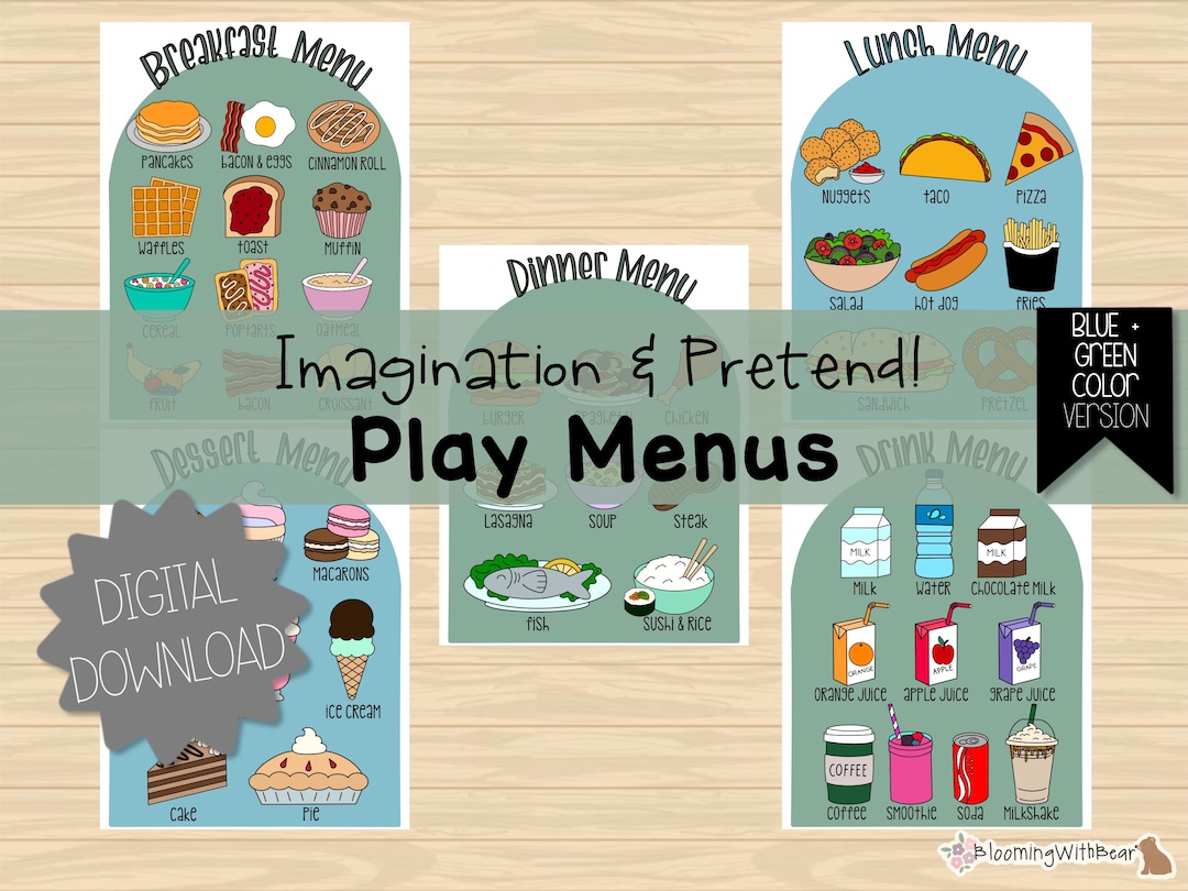 Play Menu | Pretend Play | Dramatic Play | Kitchen Restaurant ...