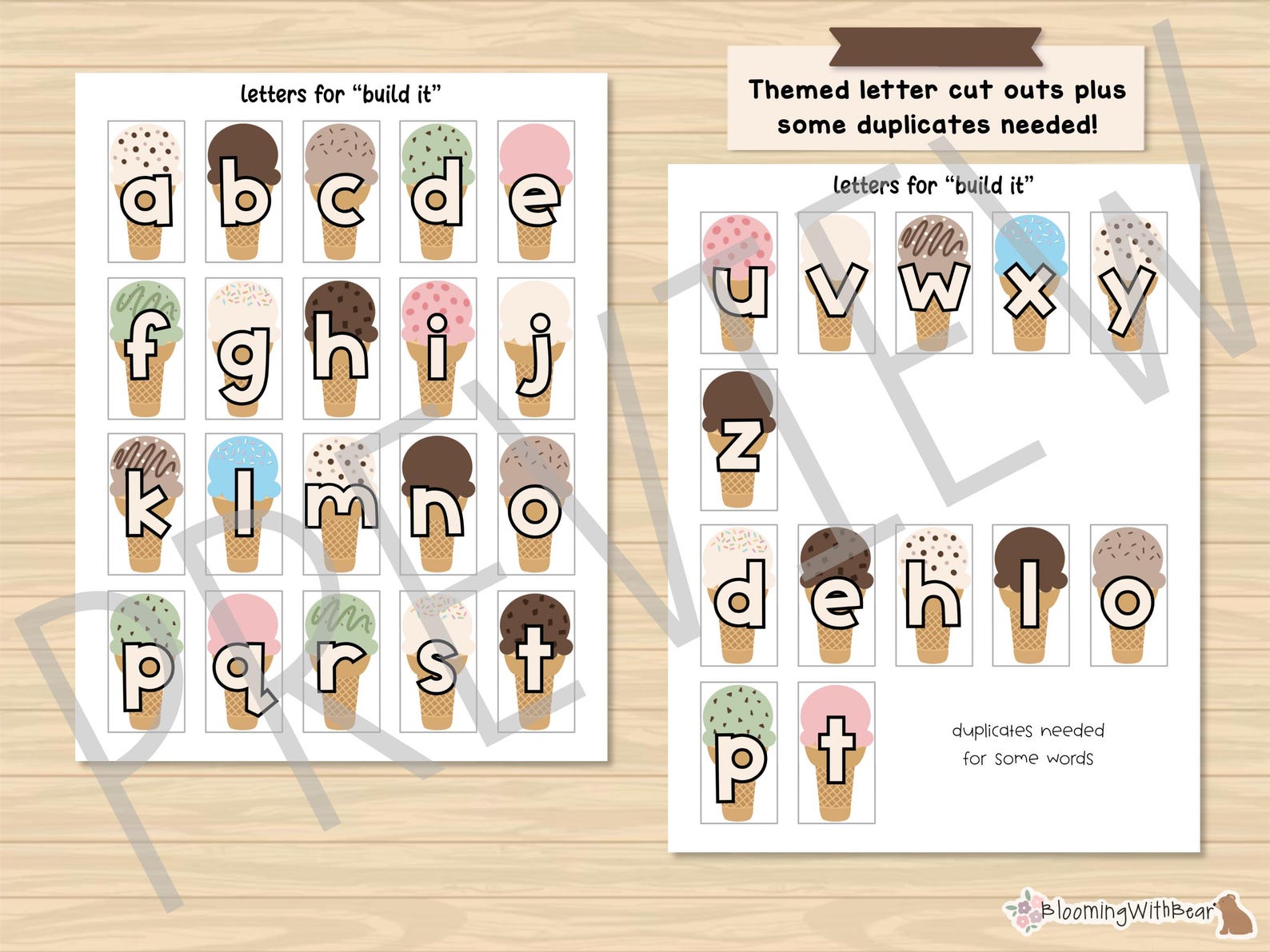 Ice Cream Sight Words: Read, Build, Write Activity (digital Download ...