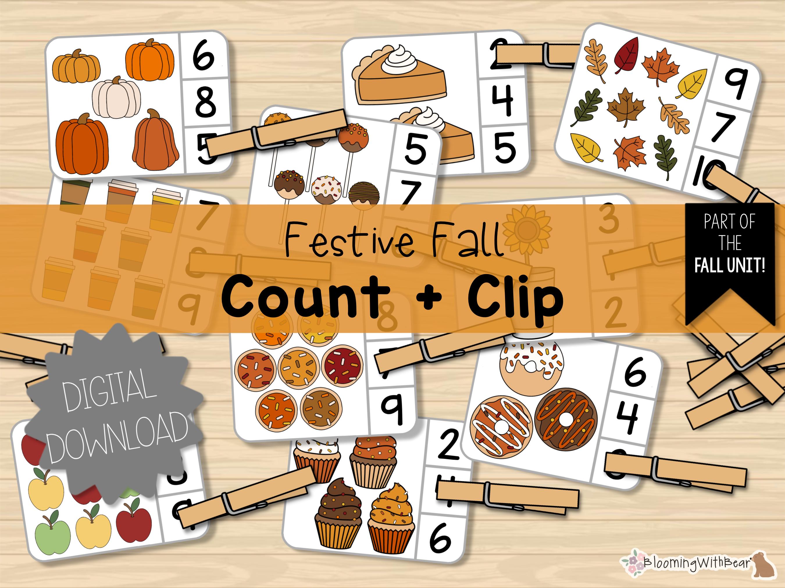 Fall Count and Clip | Pumpkin Activity | Fall Learning | Autumn ...