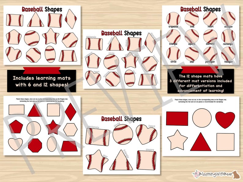 Baseball Shapes | 2D Shapes | Learning Shapes | Sports | Matching ...