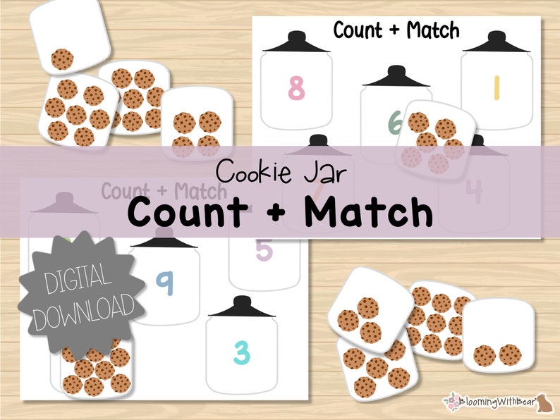 Cookie Jar Count and Match: Number Recognition Printable (digital ...