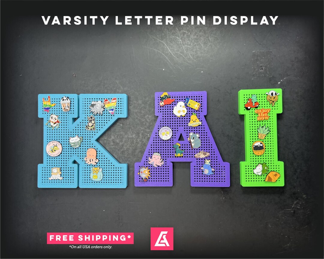Varsity Letter Pin Display - 30+ Colors, 7in Tall (widths Vary), Bulk Discount Available for ...