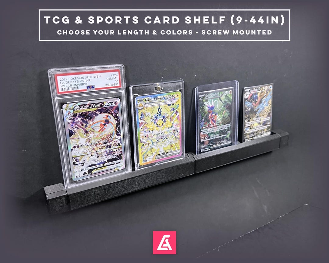 TCG & Sports Card Shelf 9-44in Choose Your Length and Colors Great for ...