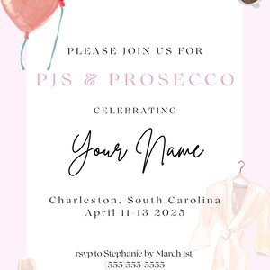 PJS and Prosecco Bachelorette Invitation - Etsy