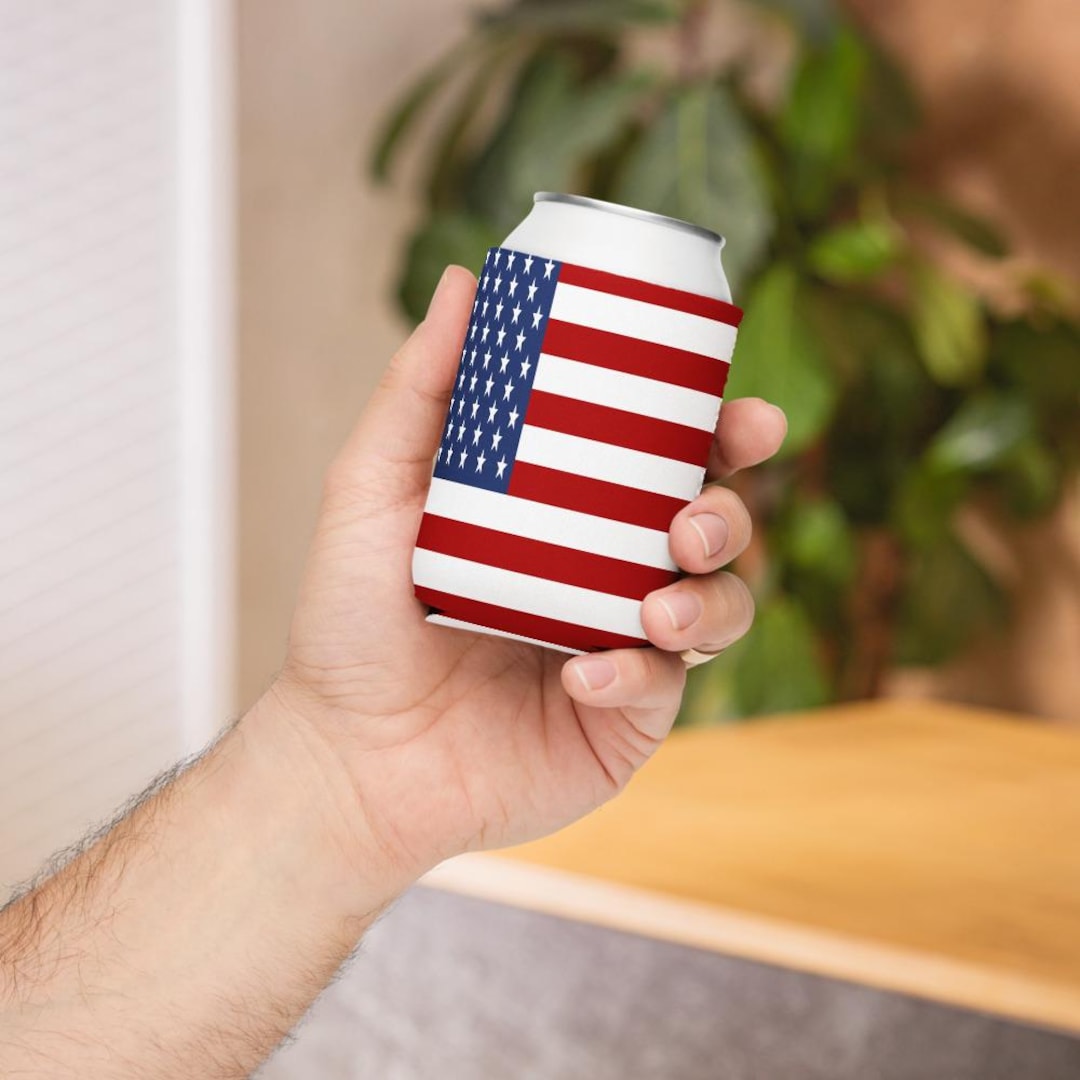 American Flag Can Cooler - USA Flag Drink Sleeve for Regular & Slim ...