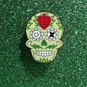 Green Day of the Dead Enamel Pins Day of the Dead Sugar | Etsy