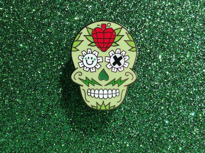 Green Day of the Dead Enamel Pins Day of the Dead Sugar | Etsy