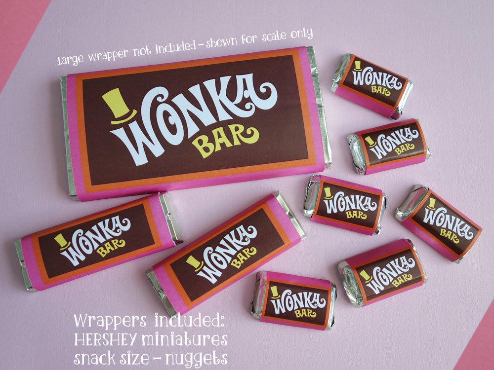 Wonka Bar Labels Mini & Snack Size Wrappers Wonka Bar - Etsy