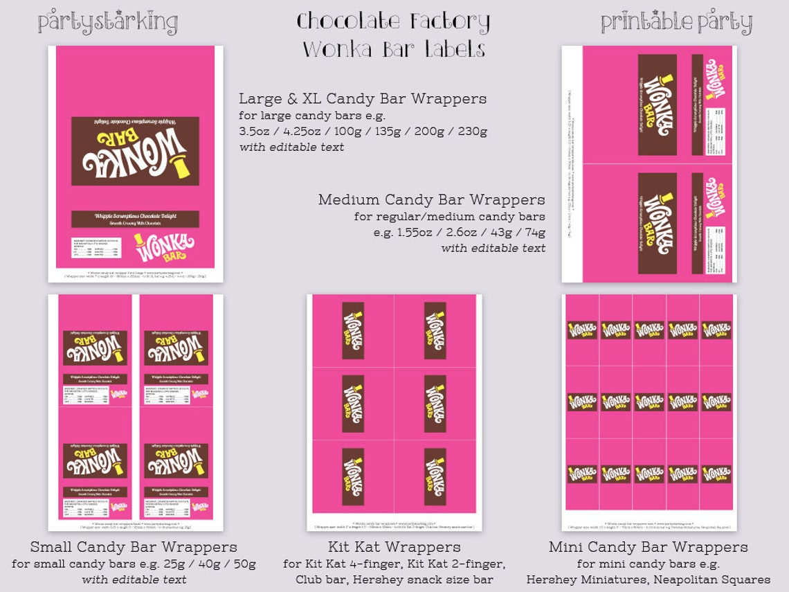 Wonka Bar Wrapper Template Wonka Bar Favor Willy Wonka - Etsy