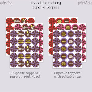Willy Wonka Cupcake Toppers Willy Wonka Birthday Party Diy Printable ...