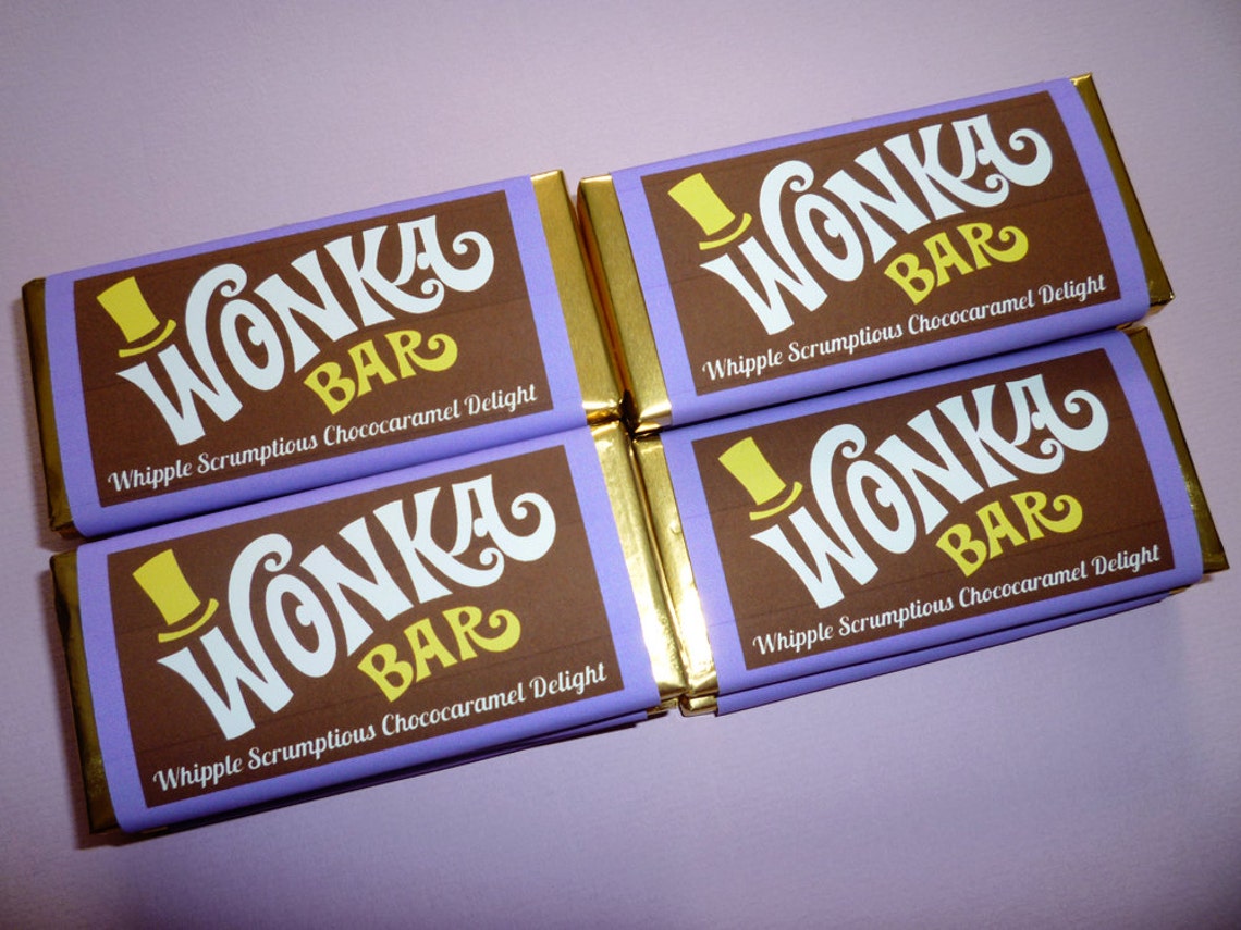 Wonka Bar Wrappers Wonka Bar Candy Bar Wrapper Template Willy Etsy