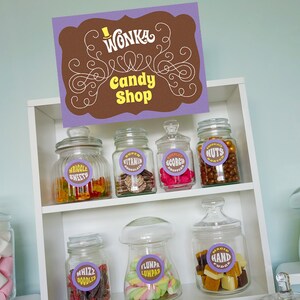 Willy Wonka Candy Buffet Kit Signs Candy Jar Labels Wonka - Etsy
