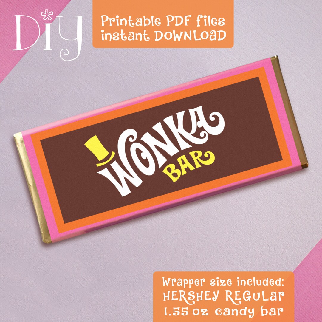 Wonka Bar Wrappers Regular Hershey Bar Size Wonka Bar - Etsy