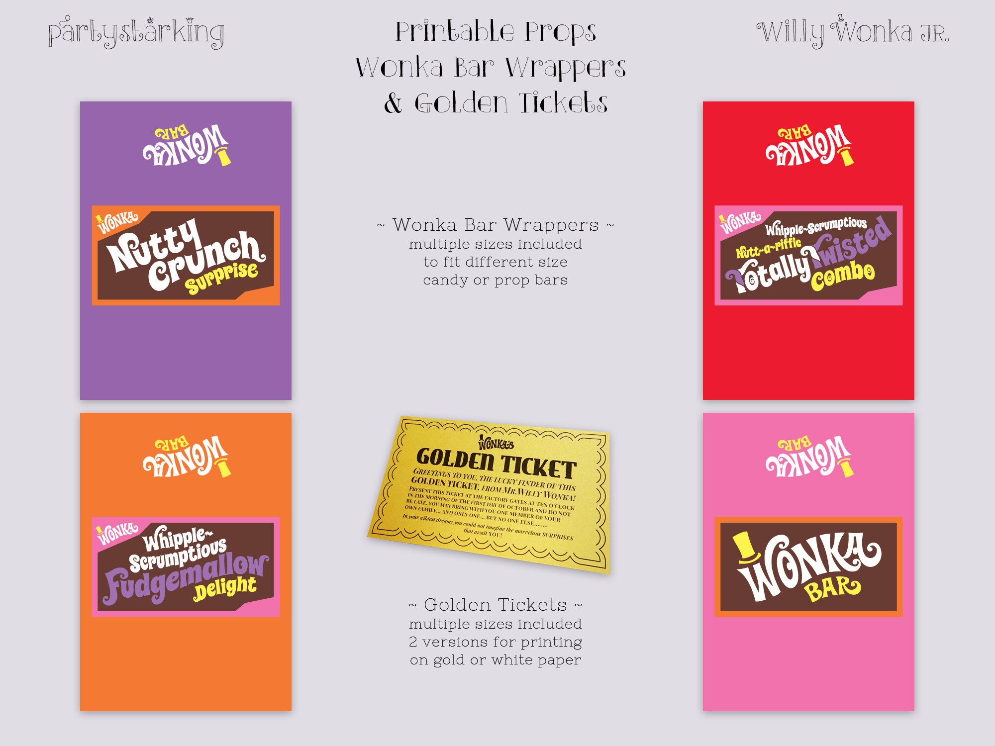 Willy Wonka JR. prop Wonka Bar wrappers Nutty Crunch | Etsy