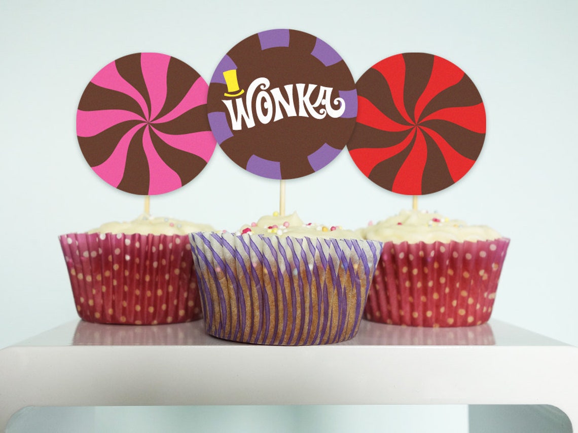Willy Wonka Cupcake Toppers Willy Wonka Birthday Party Diy Printable ...