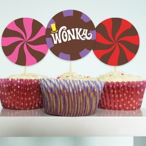 Willy Wonka Cupcake Toppers Willy Wonka Birthday Party Diy Printable ...