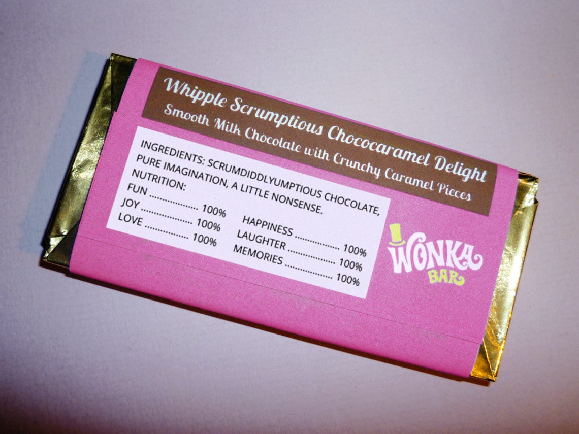 Wonka Bar Wrapper Template Wonka Bar Favor Willy Wonka - Etsy
