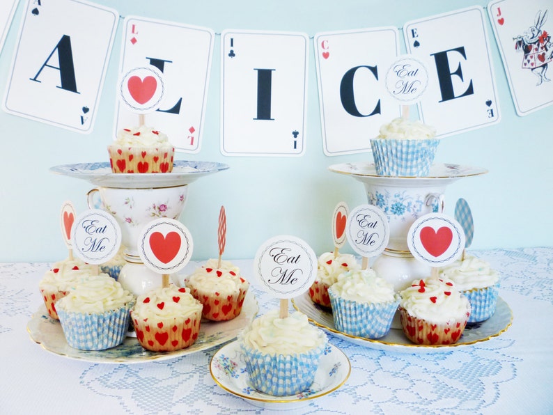Alice in Wonderland Cupcake Toppers Printable Eat Me Cupcake - Etsy