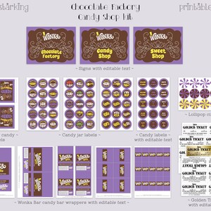 Willy Wonka Candy Buffet Kit Signs Candy Jar Labels Wonka - Etsy