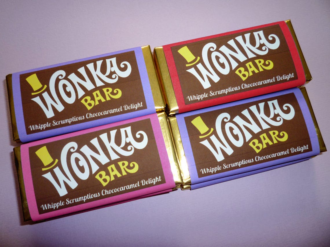 Wonka Bar Wrappers Wonka Bar Candy Bar Wrapper Template Willy - Etsy