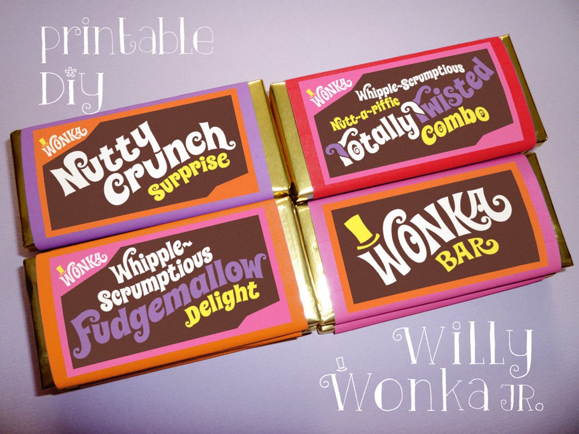 Willy Wonka JR. printable props Candy Cart sign Wonka Bar | Etsy