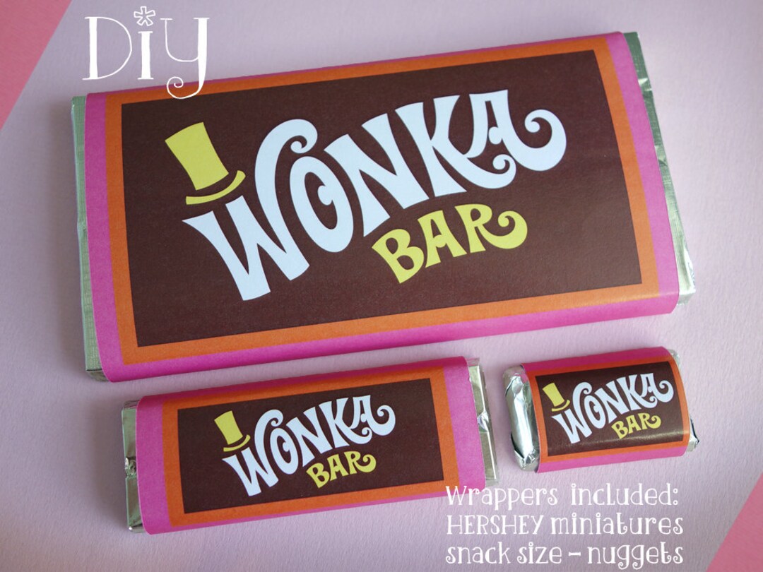 Wonka Bar Labels Mini & Snack Size Wrappers Wonka Bar - Etsy