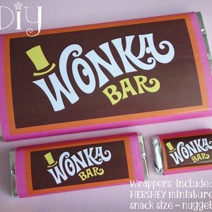 Wonka Bar Labels Mini & Snack Size Wrappers Wonka Bar - Etsy