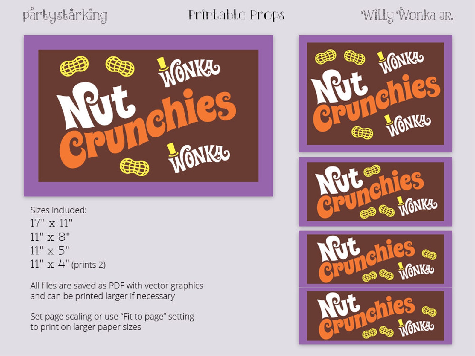 Willy Wonka JR. Printable Props, Candy Cart Sign, Wonka Bar Wrappers ...