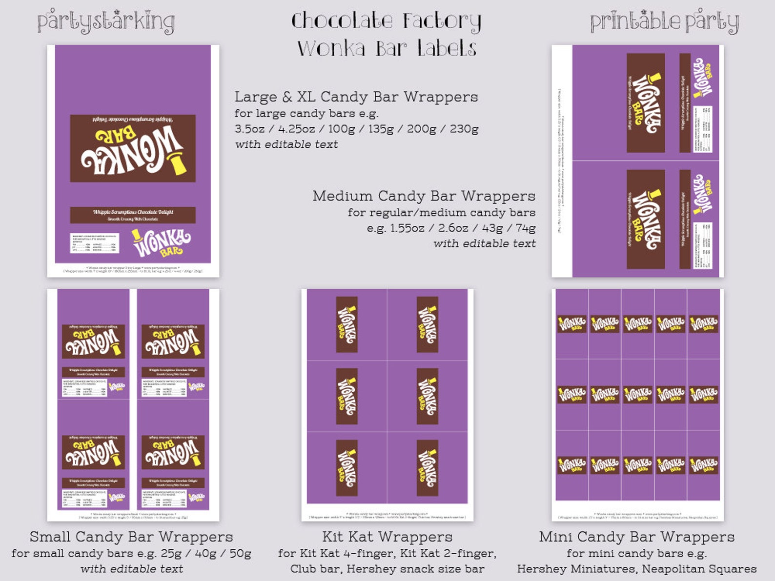 Wonka Bar Wrappers Wonka Bar Candy Bar Wrapper Template Willy - Etsy