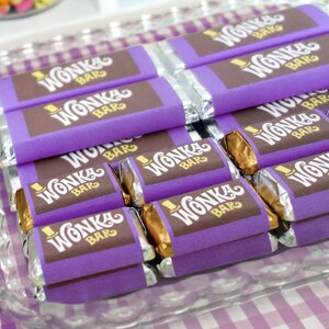 Wonka Bar Labels Mini & Snack Size Wrappers Wonka Bar Candy Bar Label ...