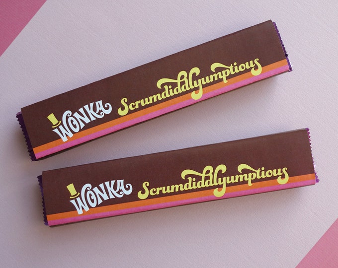 Willy Wonka Scrumdiddlyumptious Labels Wonka Candy Wrapper Willy Wonka ...