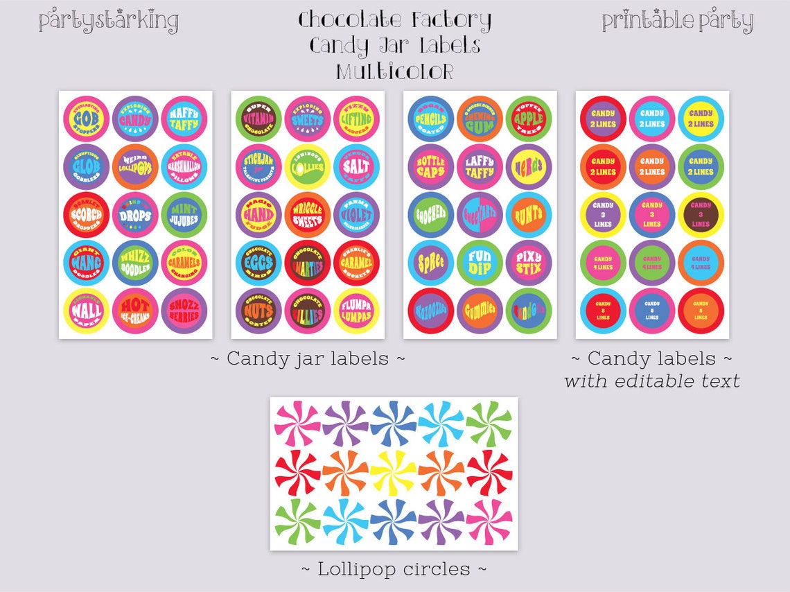 Willy Wonka Candy Jar Labels Willy Wonka Birthday Party Wonka - Etsy UK