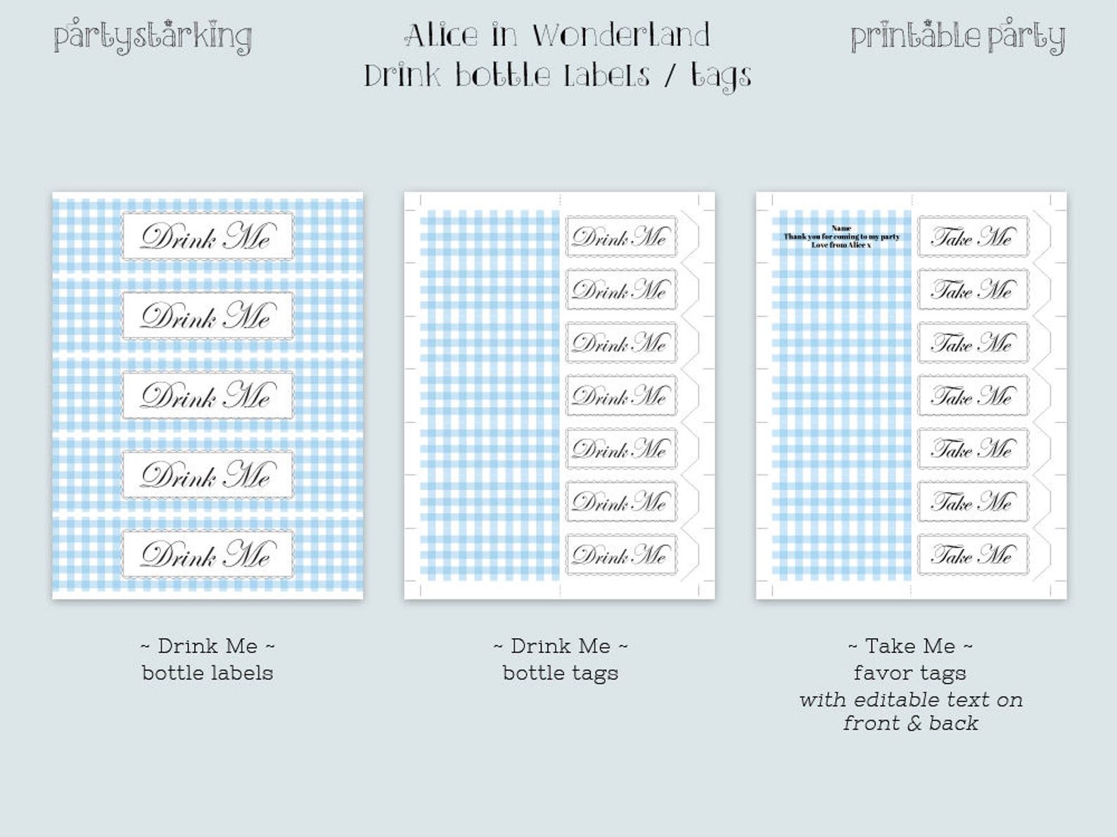 Drink Me Tags Drink Me Printable Bottle Labels Alice in Wonderland ...