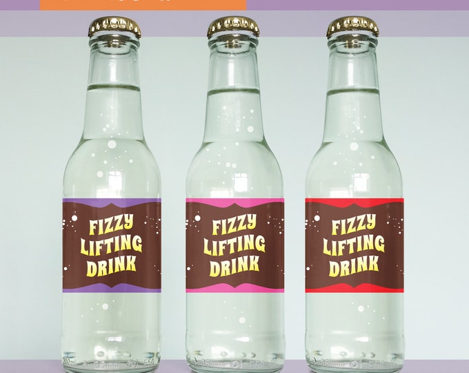 Fizzy Lifting Drink Labels for Water Bottles & Soda Cans Charlie and ...