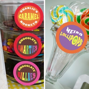 Candy Shop Signs, Candy Jar Labels, Wonka Bar Labels, Willy Wonka ...