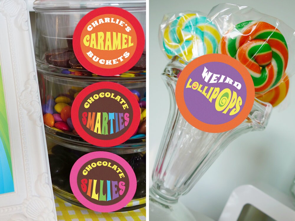Candy Shop Kit, Signs, Candy Jar Labels, Wonka Printable Party Rainbow ...