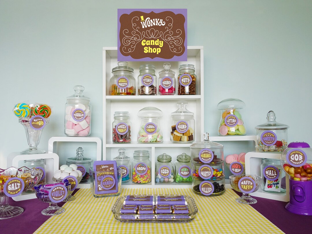 Willy Wonka Candy Buffet Kit Signs Candy Jar Labels Wonka - Etsy
