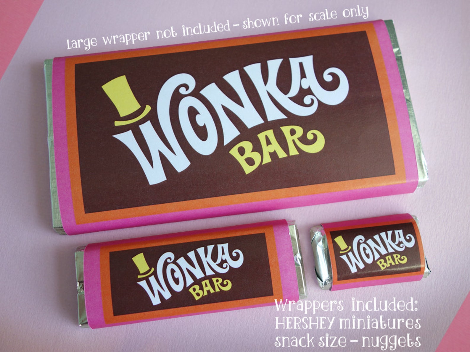 Wonka Bar Labels Mini & Snack Size Wrappers Wonka Bar - Etsy
